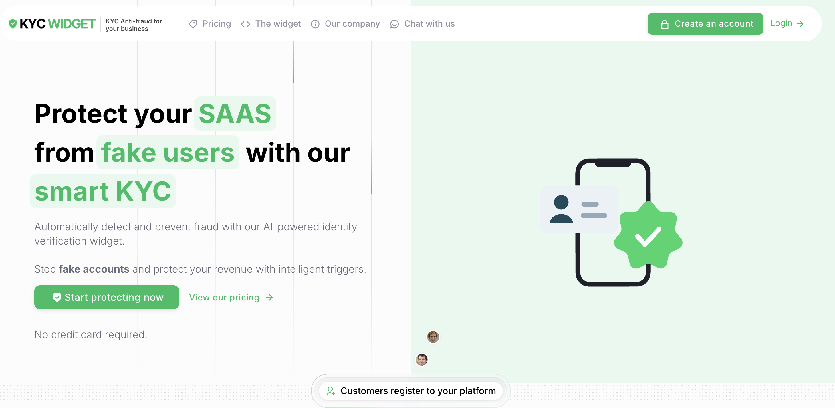 Protect your website from fraud and abuse - KYC Widget
